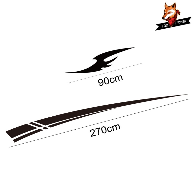 Car Body Stickers Styling Engine Hood Auto Door Side Skirt Stripes ...