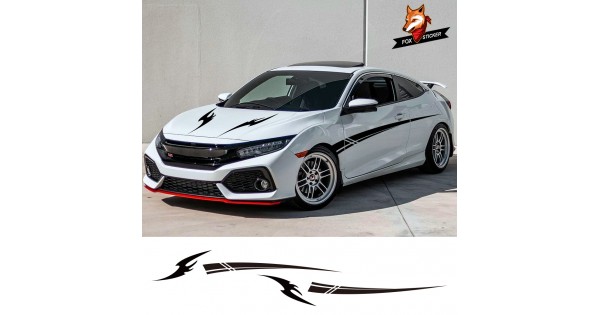 Car Body Stickers Styling Engine Hood Auto Door Side Skirt Stripes ...
